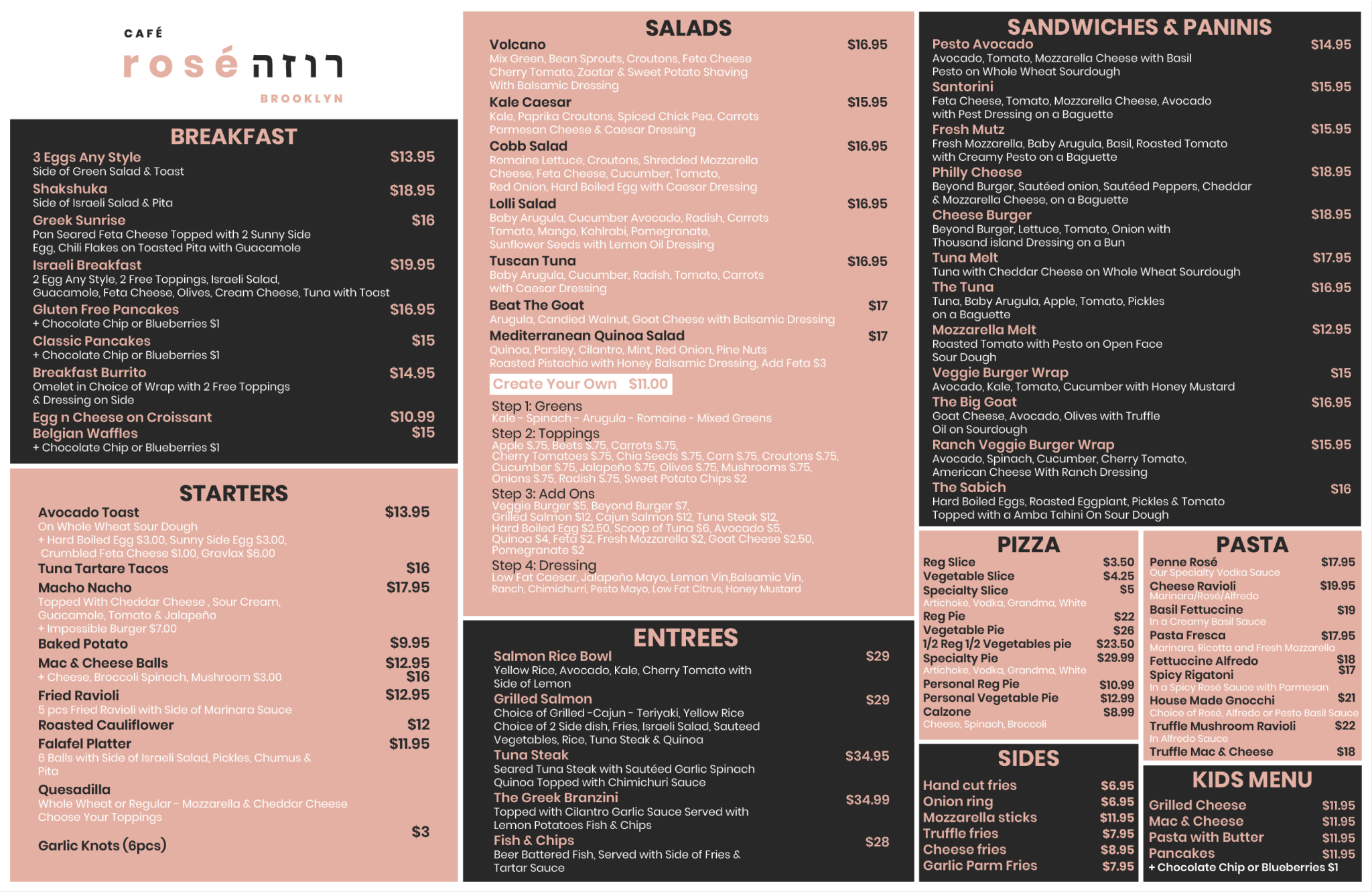 Menus – Cafe Rose Brooklyn